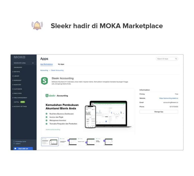 Sleekr Accounting hadir di MOKA POS Marketplace - Sleekr